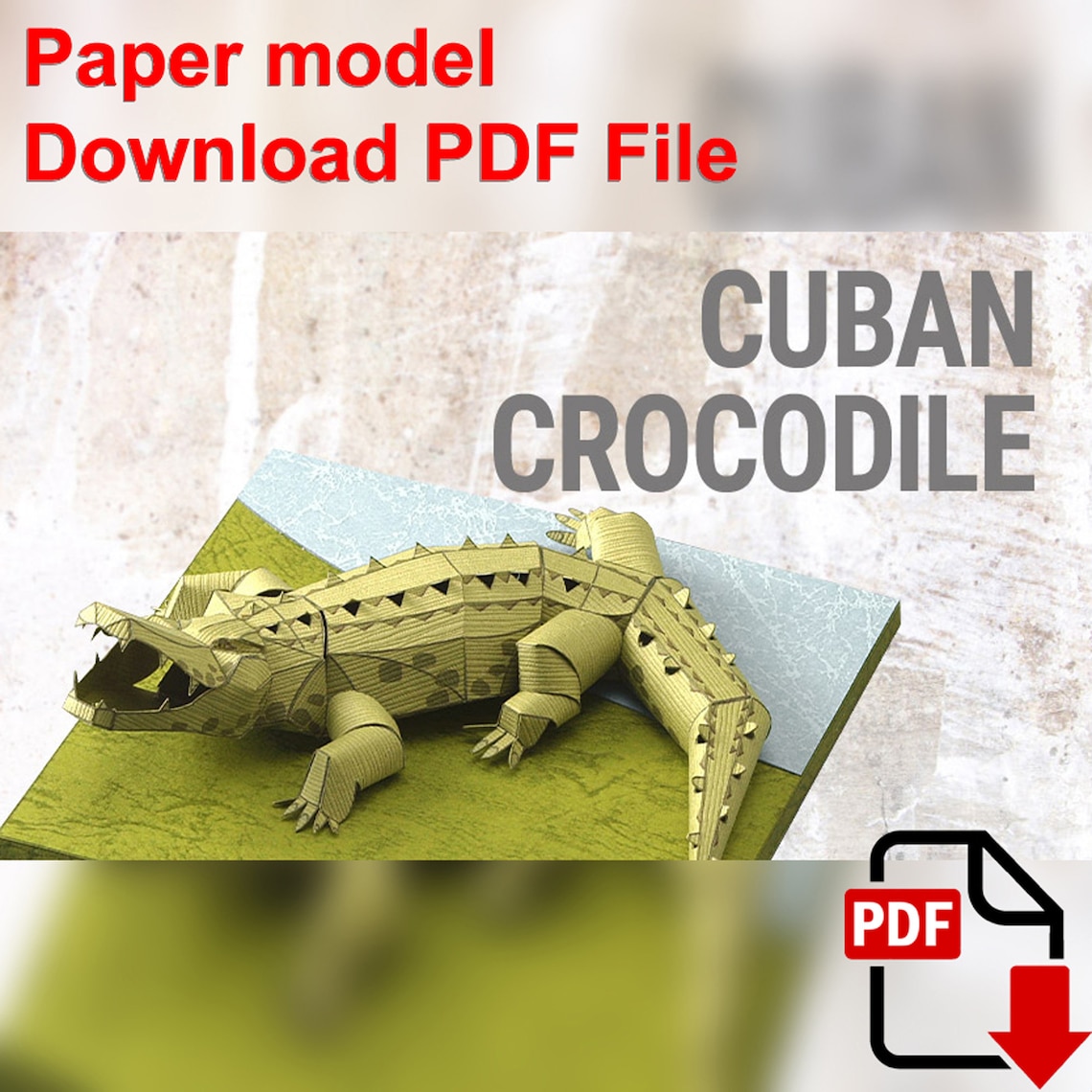 Cuban Crocodile, Papercraft, 3D Paper Model, Animal, Zoo, Paper Craft ...