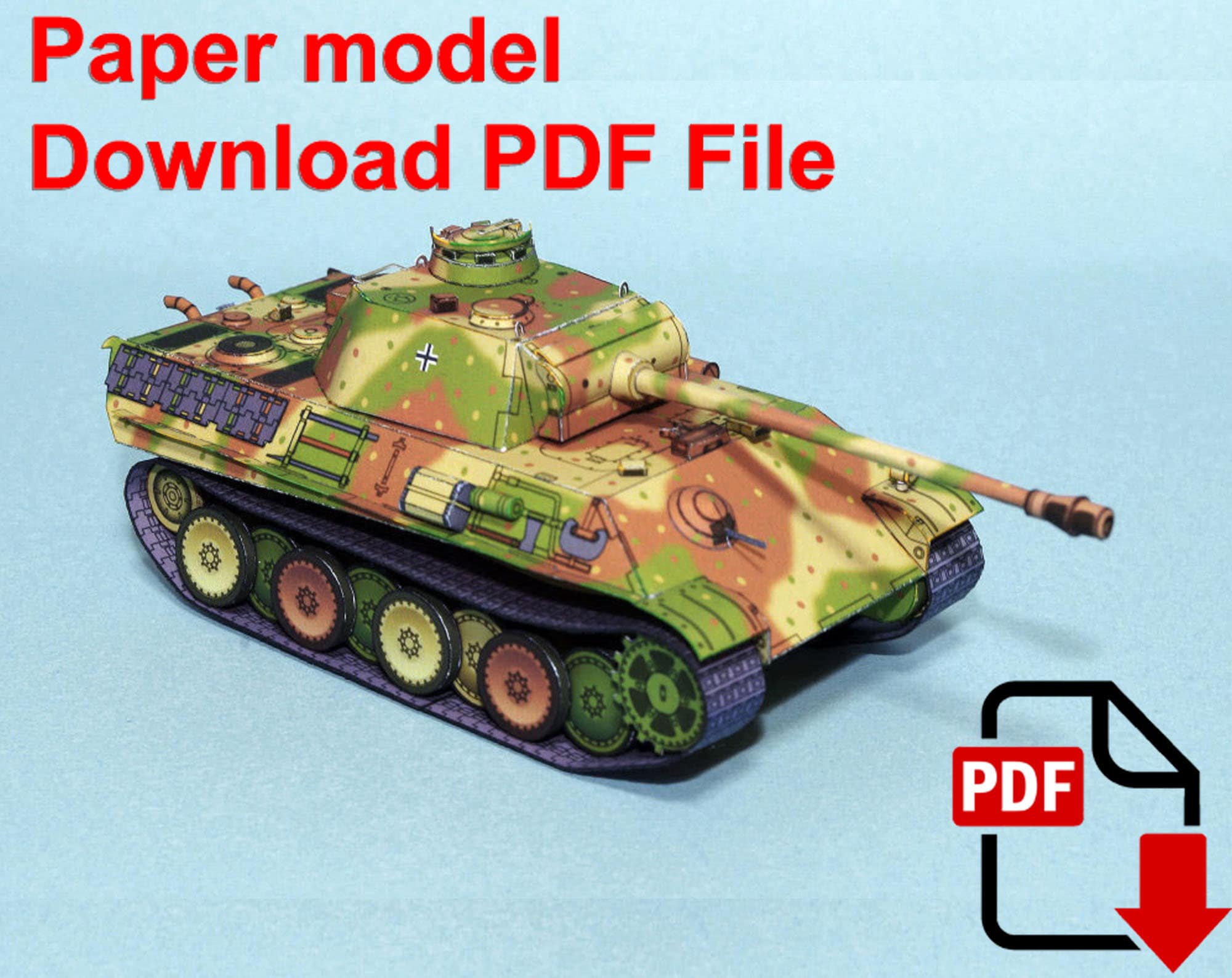 Panther G Type, Papercraft, 3D Paper Model, Soldier, Tank, Paper Craft ...