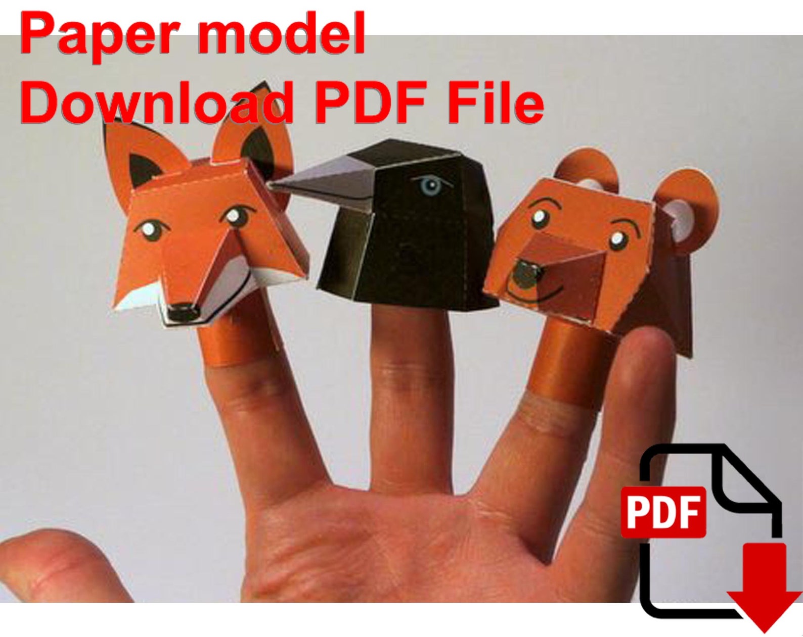 Finger Puppet, Papercraft, 3D Paper Model, Animal, Zoo, Paper Craft ...