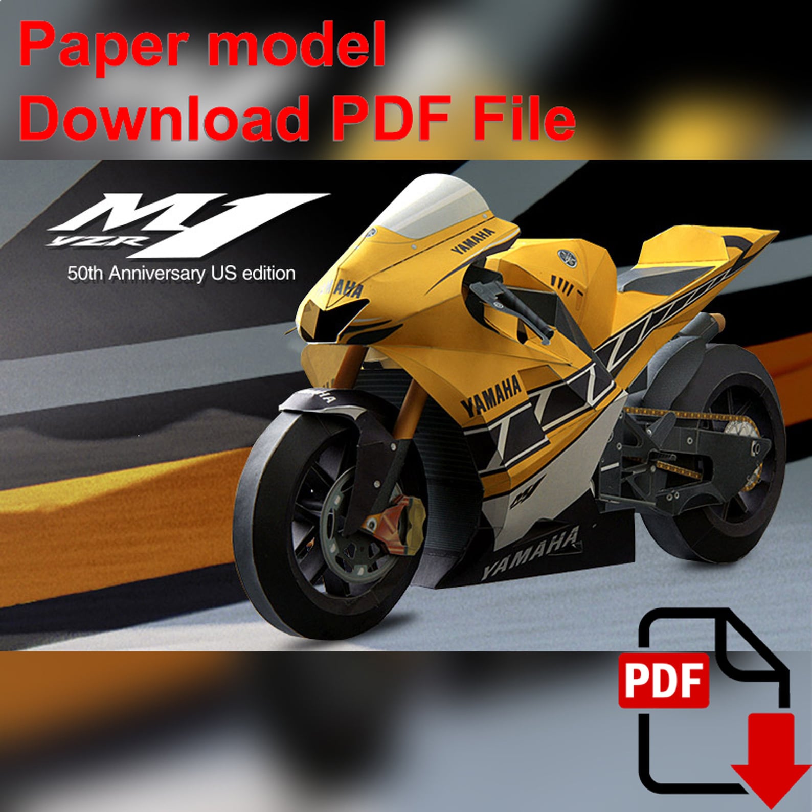 Yamaha YZR-M1-US Realistic Papercraft 3D Paper Model, Motorcycle, Paper ...