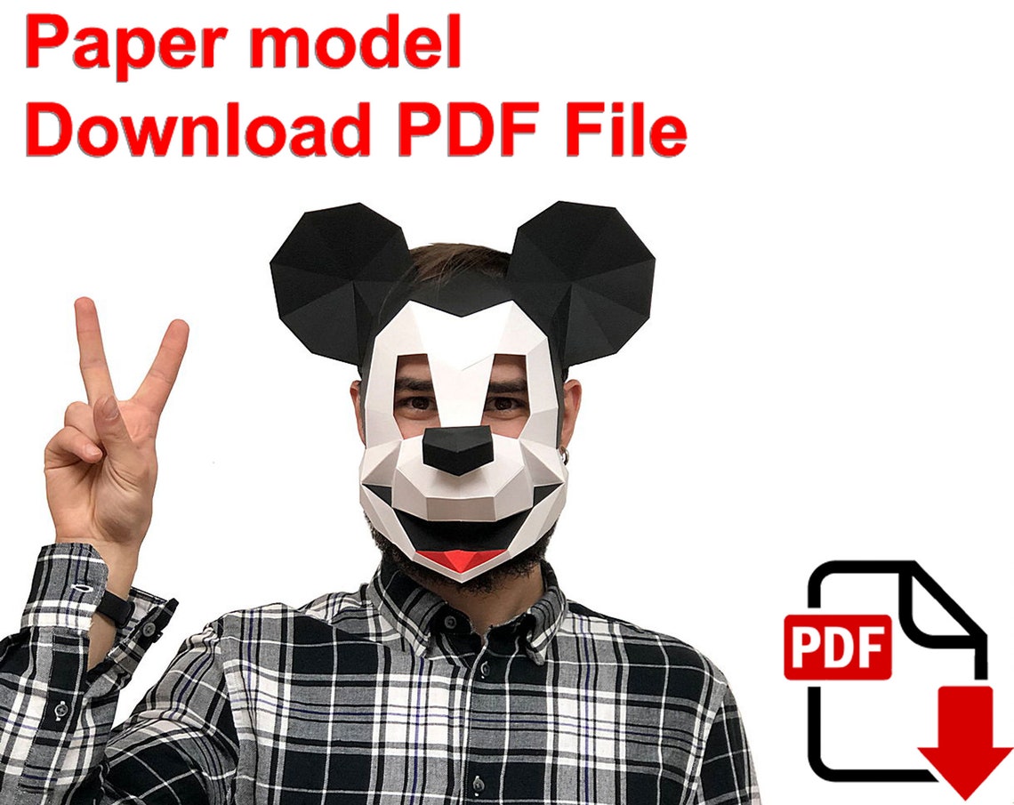 Mickey Mouse Mask, 3D Paper Model Template (PDF) - Etsy