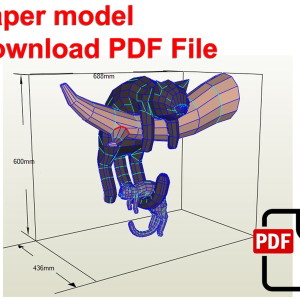 3d Papercraft Cat - Etsy