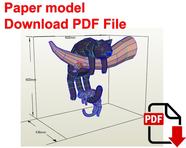 Cats, Papercraft, 3D Paper Model, Animal, Zoo, Paper Craft, Template ...