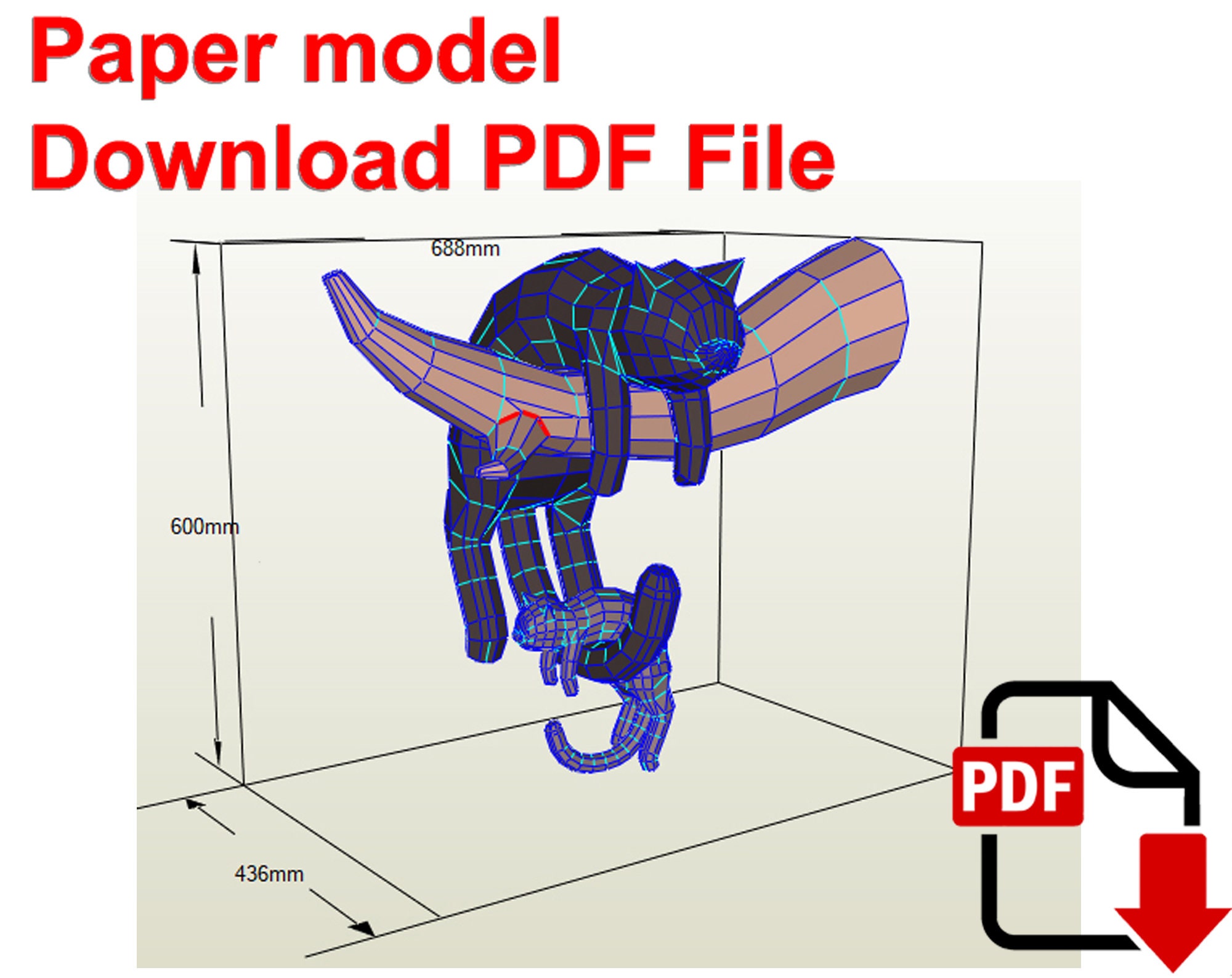 Cats, Papercraft, 3D Paper Model, Animal, Zoo, Paper Craft, Template ...