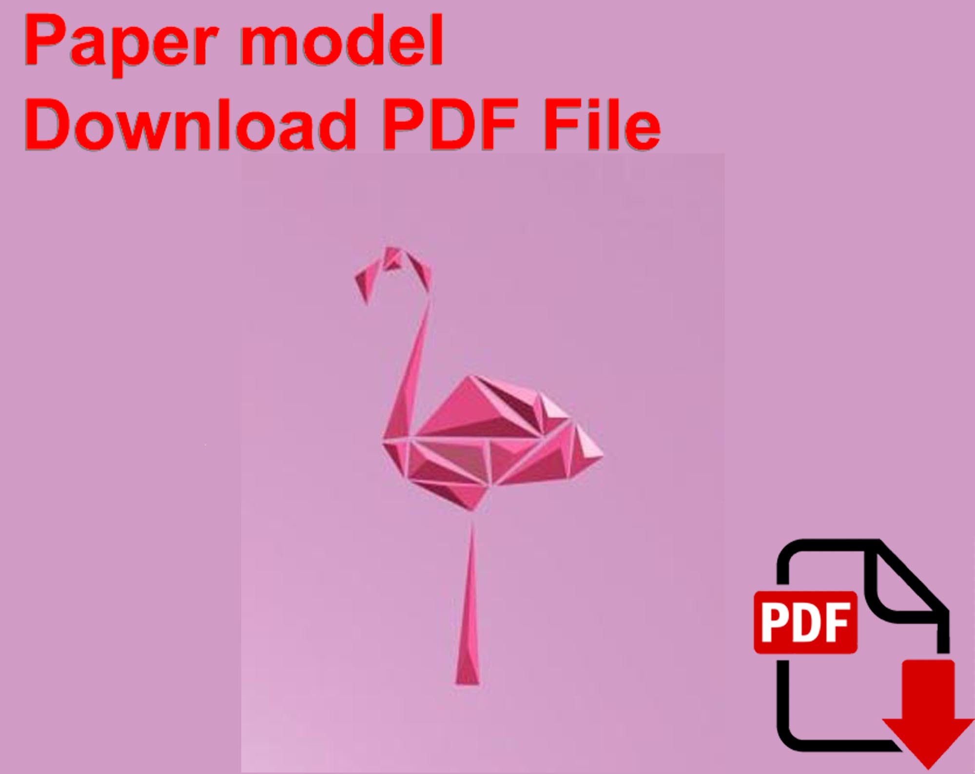 Flamingo, Papercraft, 3D Paper Model, Animal, Zoo, Paper Craft ...