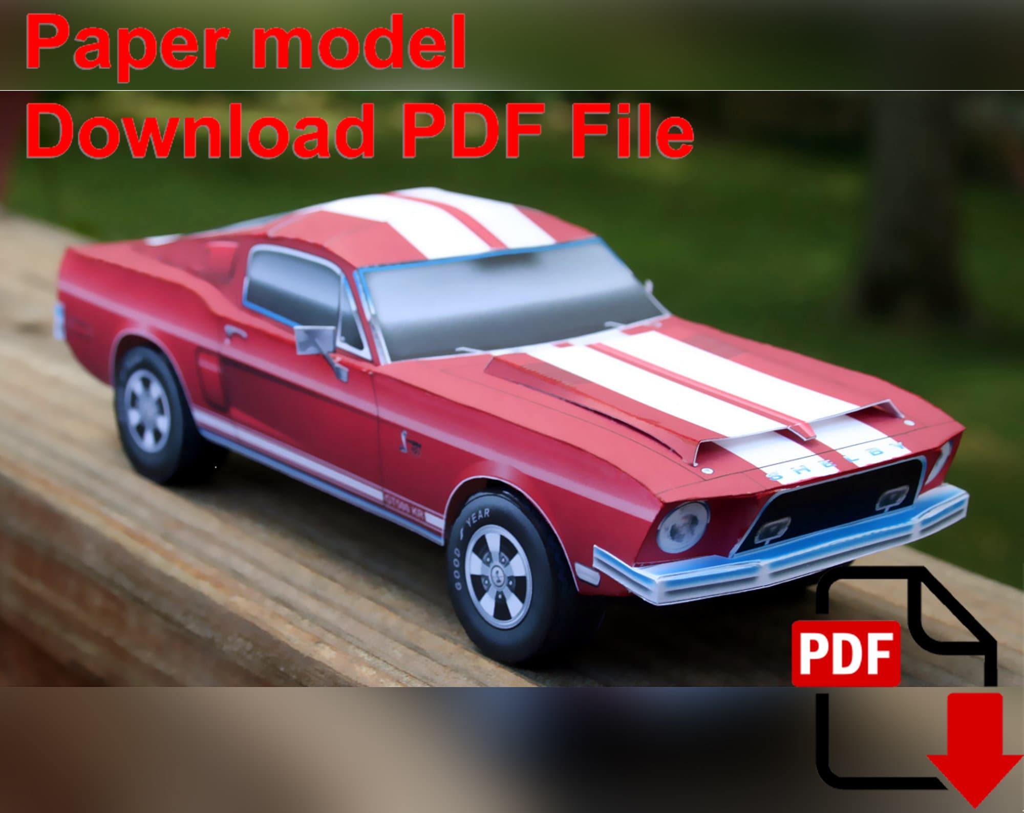 68 Shelby Mustang, Papercraft, 3D Paper Model, Animal, Zoo, Paper Craft ...