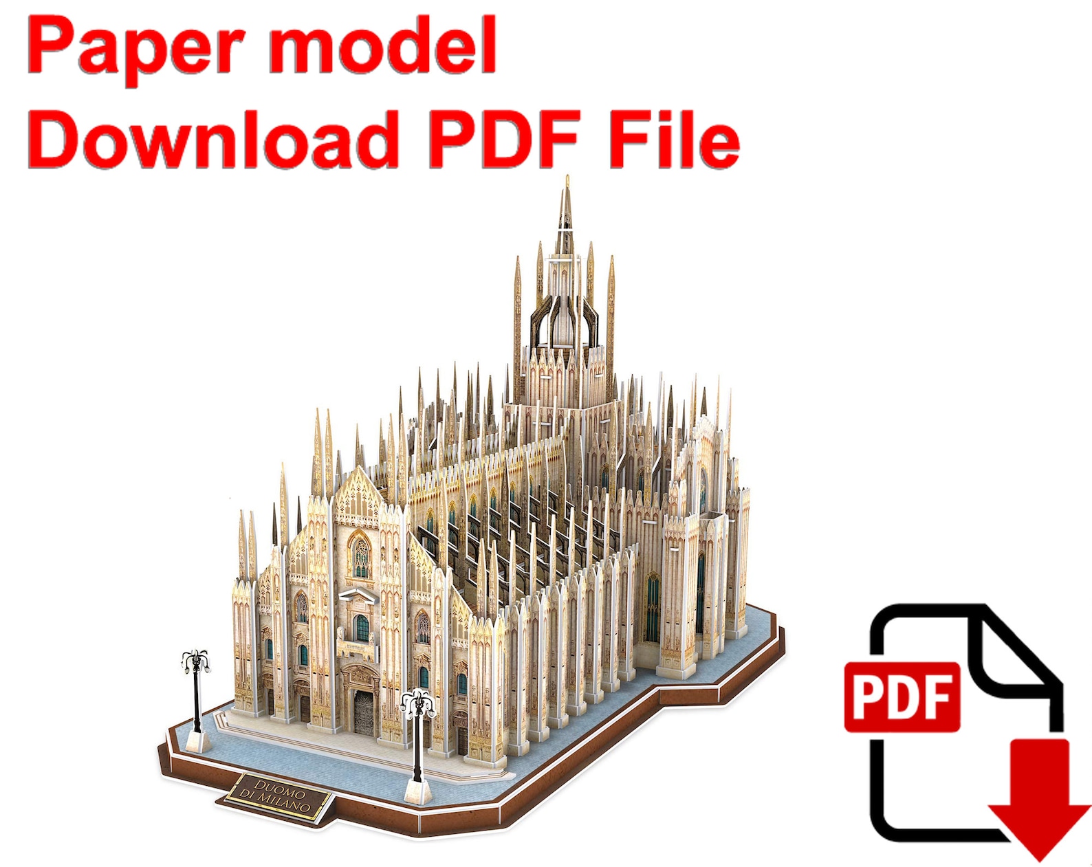 Milan Cathedral Paper Model, DIY Papercraft Template (PDF) - Etsy