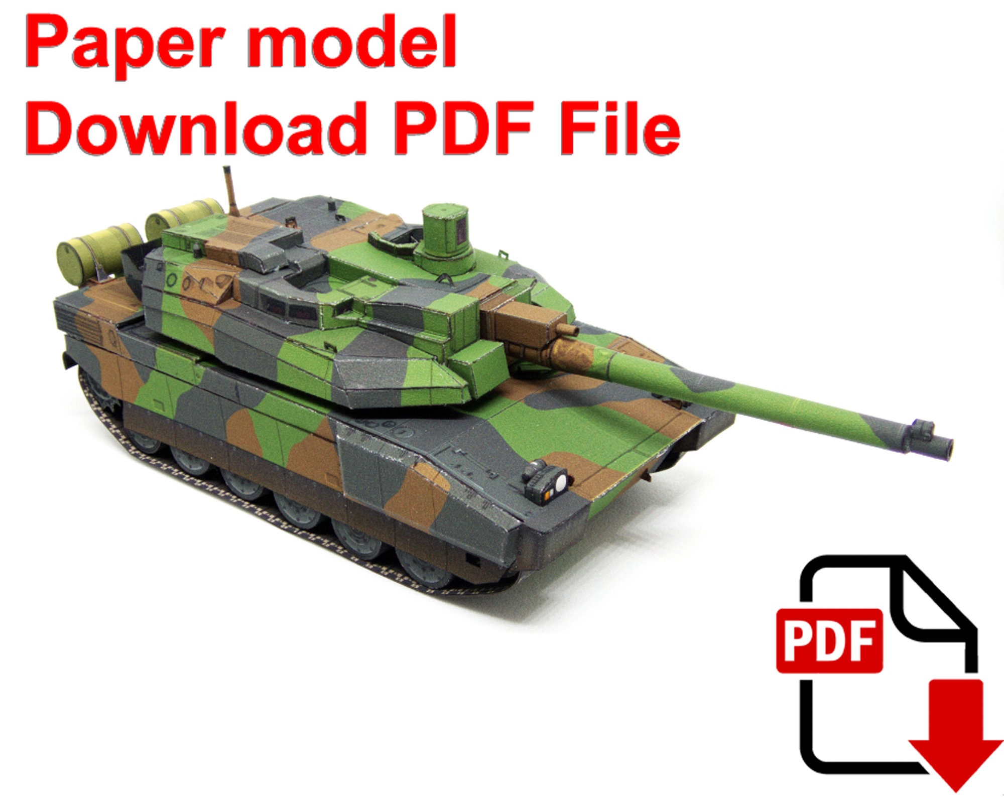 Char Leclerc Tank, 3D Paper Model Template (PDF) - Etsy
