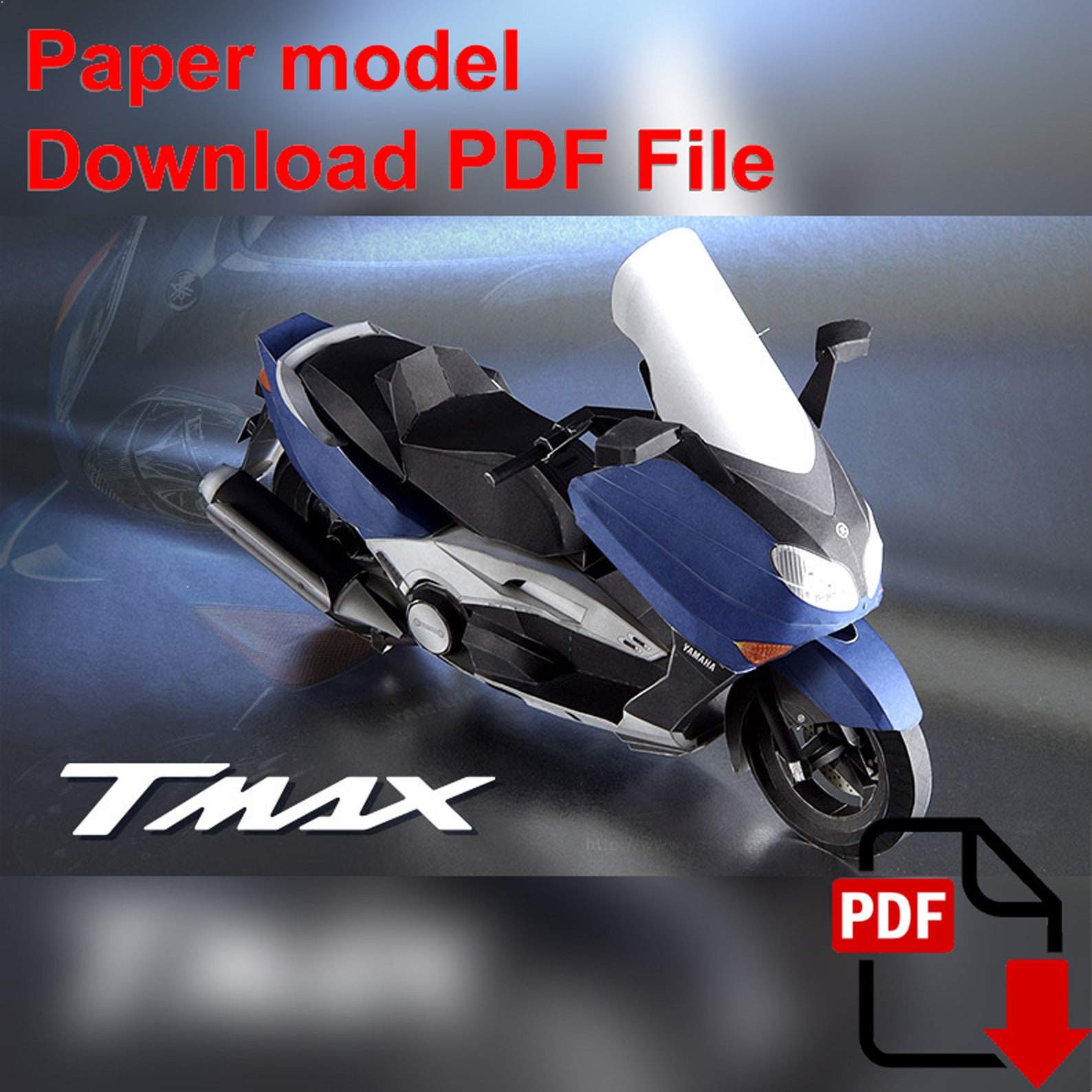 Yamaha Tmax Realistic Papercraft 3D Paper Model, Motorcycle, Paper Craft, Template PDF, Diy ...
