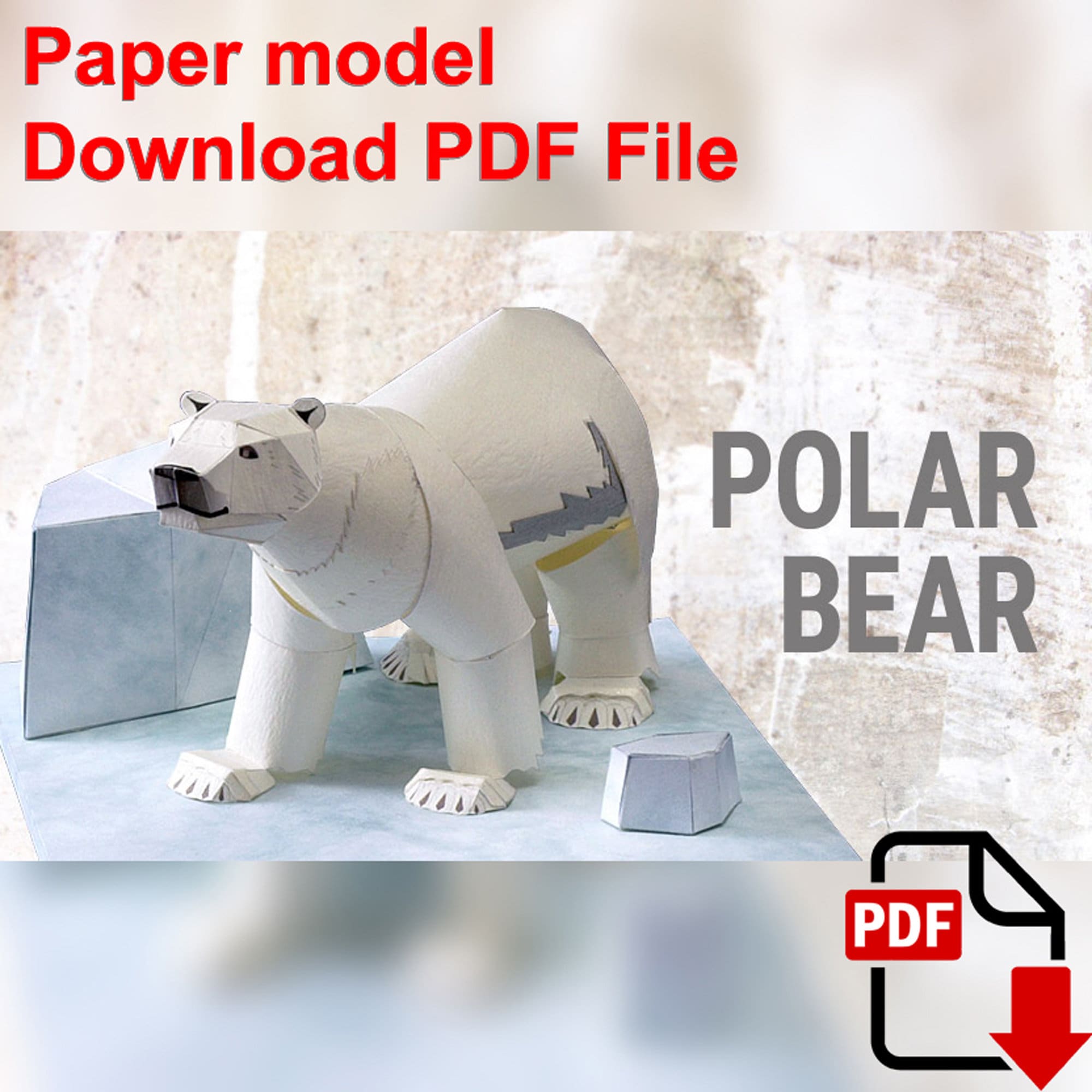 Polar Bear, Papercraft, 3D Paper Model, Animal, Zoo, Paper Craft ...