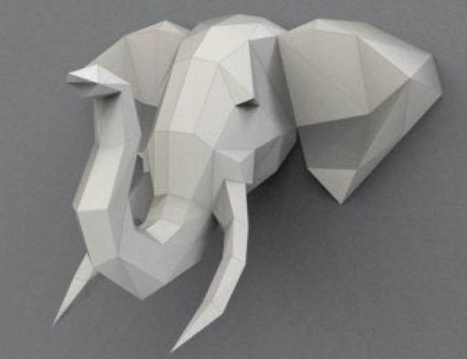 Elephant-head, Papercraft, 3D Paper Model, Animal, Zoo, Paper Craft ...