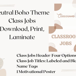 Simple Boho Class Jobs Template Printable Digital Download, Elementary ...