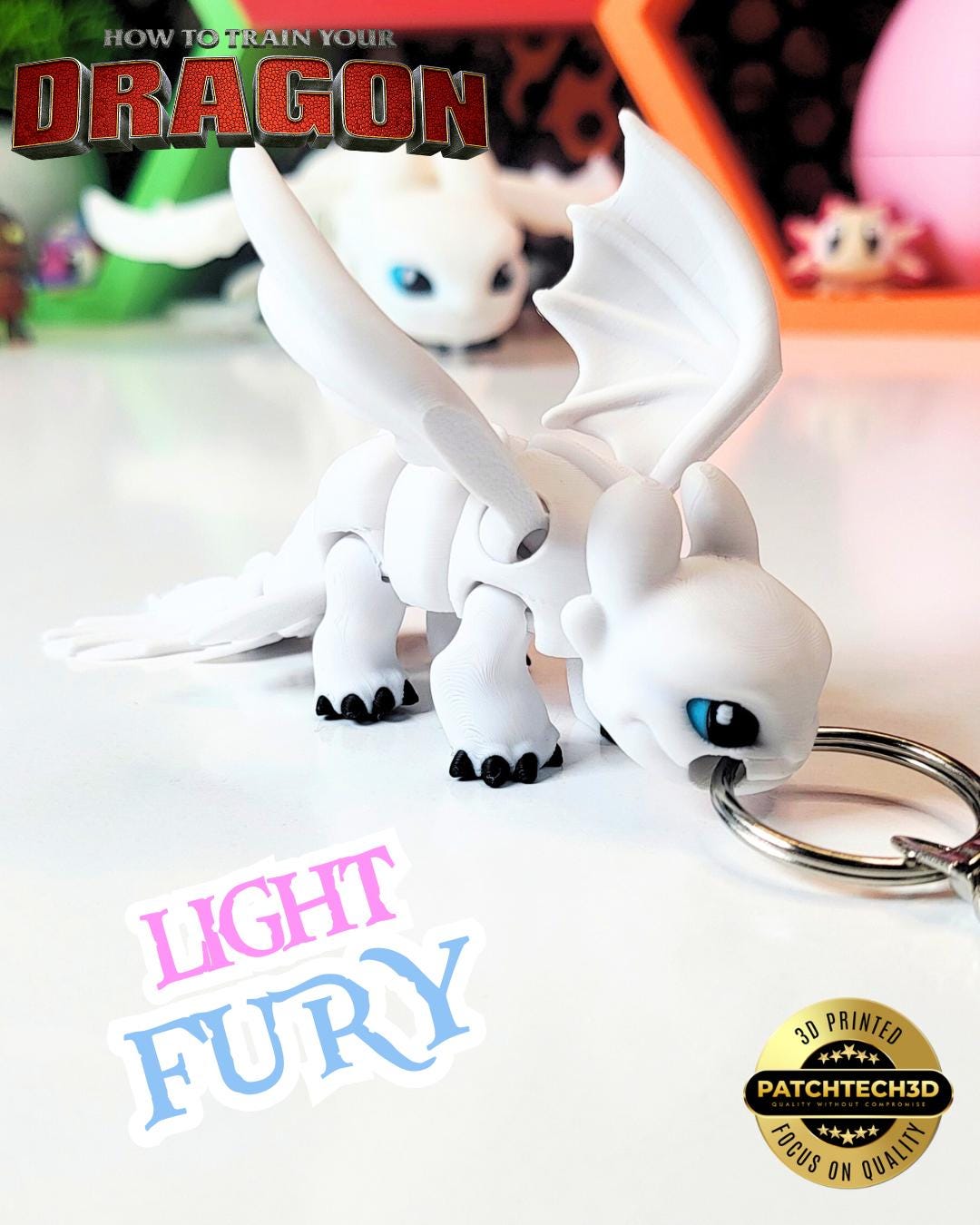 3D Printed Toothless & Light Fury Keychain: How to Train Your Dragon ...