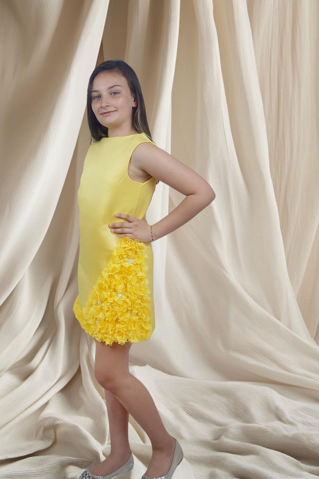 Yellow Kids Dress, Yellow Party Outfit, Birthday Dress, Noel Dress ...