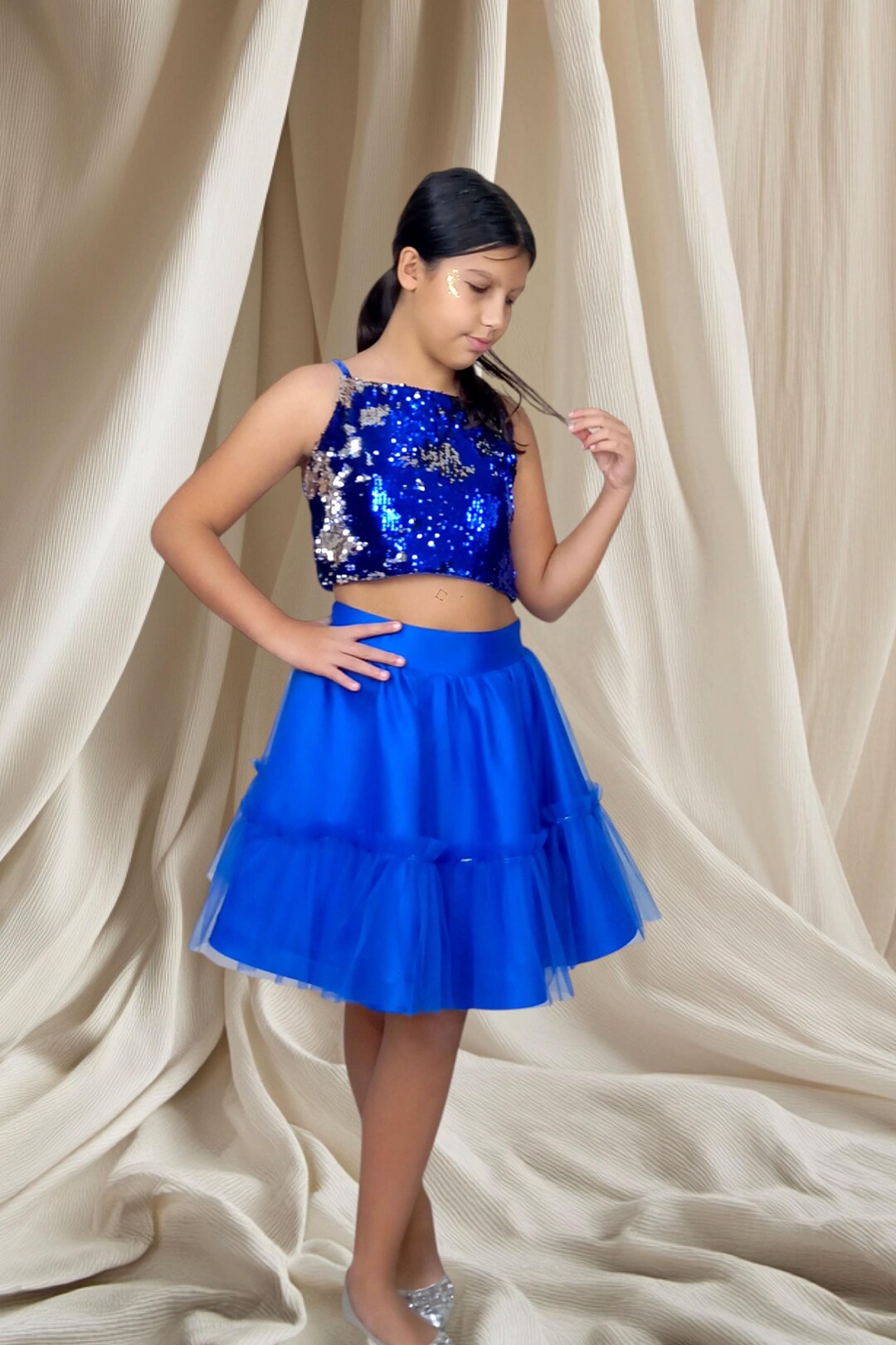 Saxon Blue Kids Dress, Saxon Blue Party Dress, Brom Dress, Special Day ...