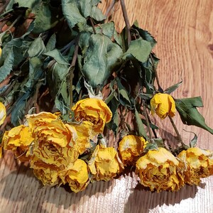 Yellow Rose Bouquet, Air Dried Mini Roses Flower for Crafts, Home Decor ...