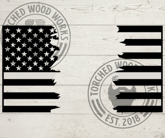 Center Tattered American Flag SVG PNG CNC Laser Vinyl | Etsy