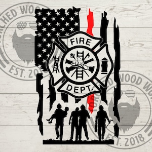 Fire Fighter Tattered Flag! SVG, PNG, CNC, Laser, Vinyl Cutter ...