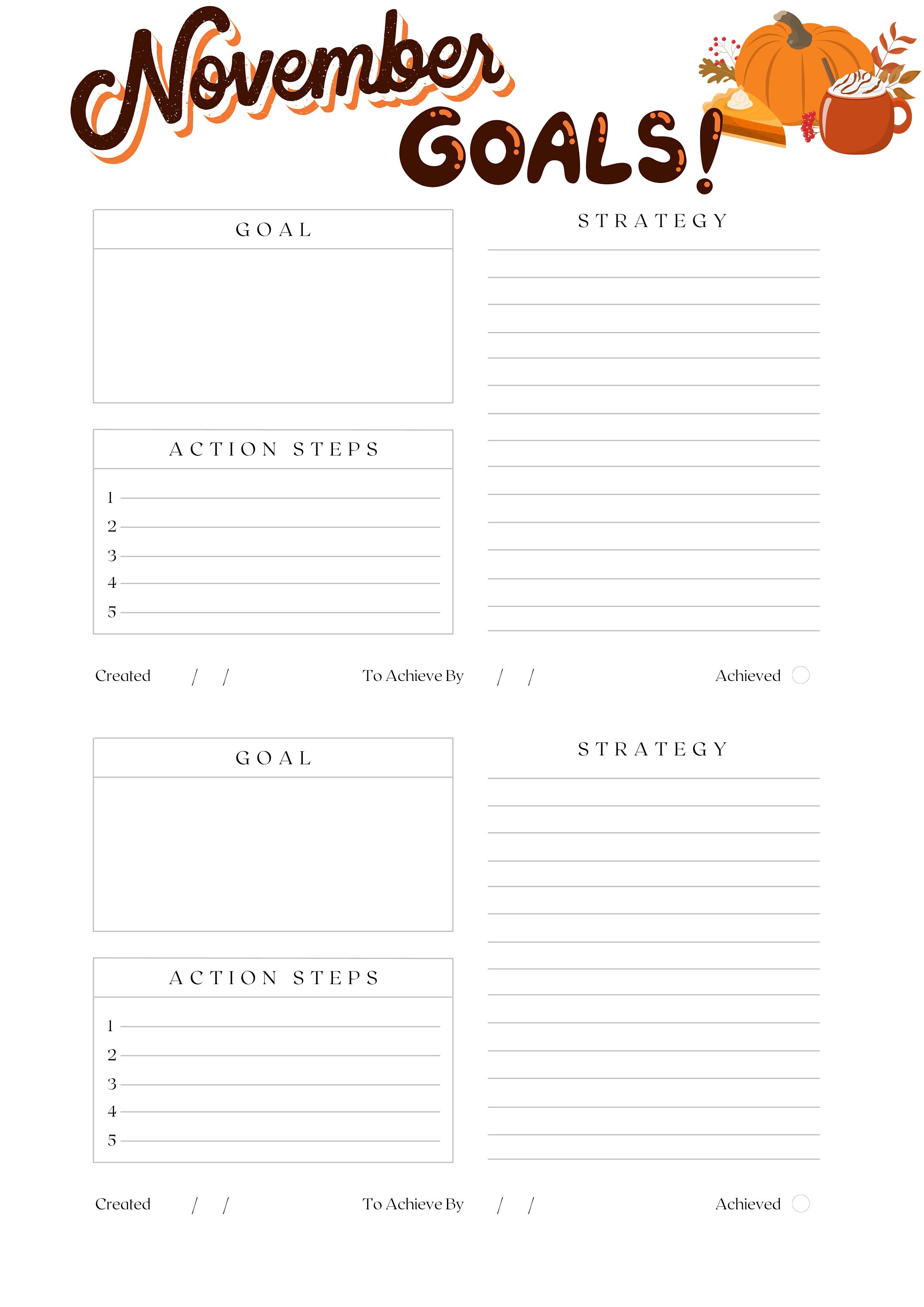 Monthly Goal Planner Printable Goal Planner Digital Goal - Etsy