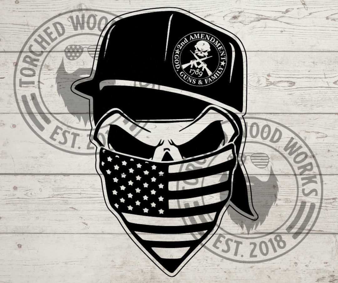 2nd Amendment Skull W/ Bandana! SVG, PNG, CNC, Laser, Vinyl Cutter ...