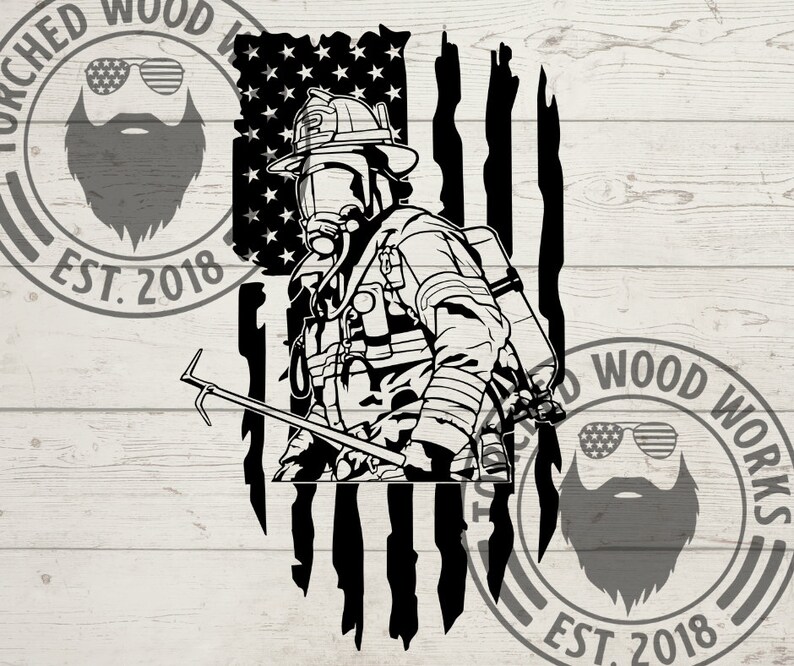 Fire Fighter Tattered Flag SVG PNG CNC Laser Vinyl - Etsy