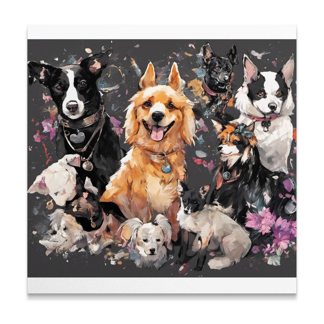 Adorable Watercolor Dog Poster, Cute Wall Decor for Dog Lovers, Vibrant ...