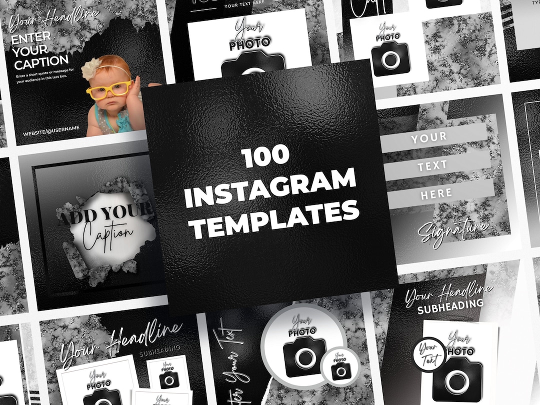 100 DIY Custom Insta Posts, BLACK Instagram Templates, Coaching Insta ...