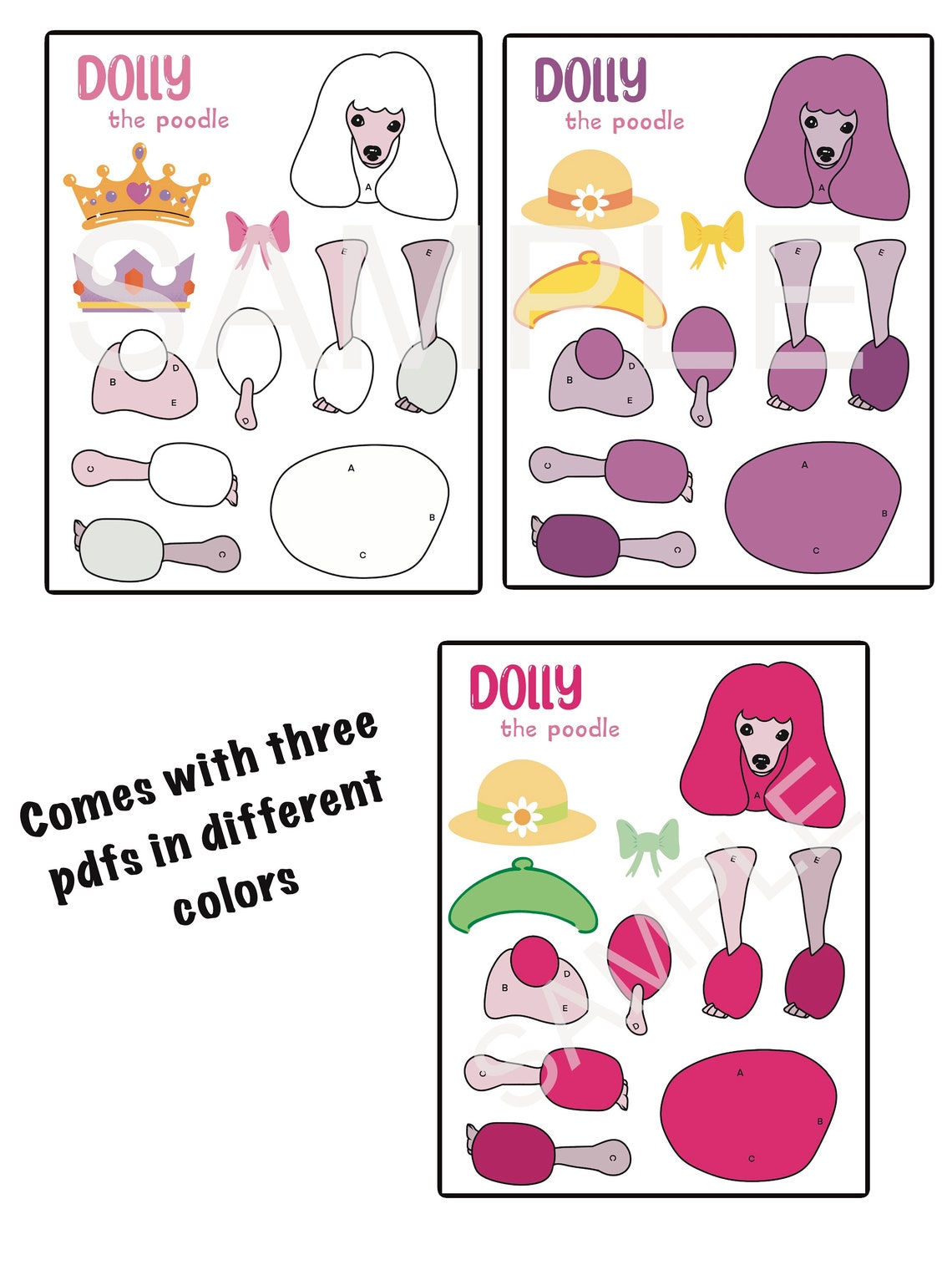 Printable Articulated PAPER DOLL POODLE Instant Diy Kit Downloadable ...