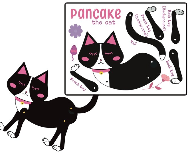 Cat Animal Paper Dolls Puppets Patterns Articulated Mechanical Animals ...