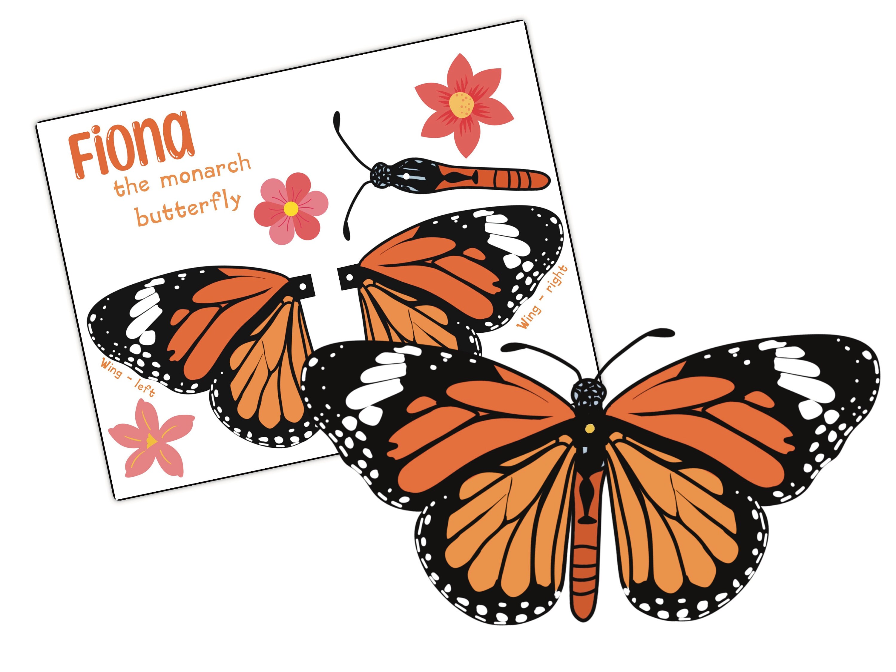 Printable Articulated PAPER DOLL BUTTERFLY Instant Diy Kit Downloadable ...