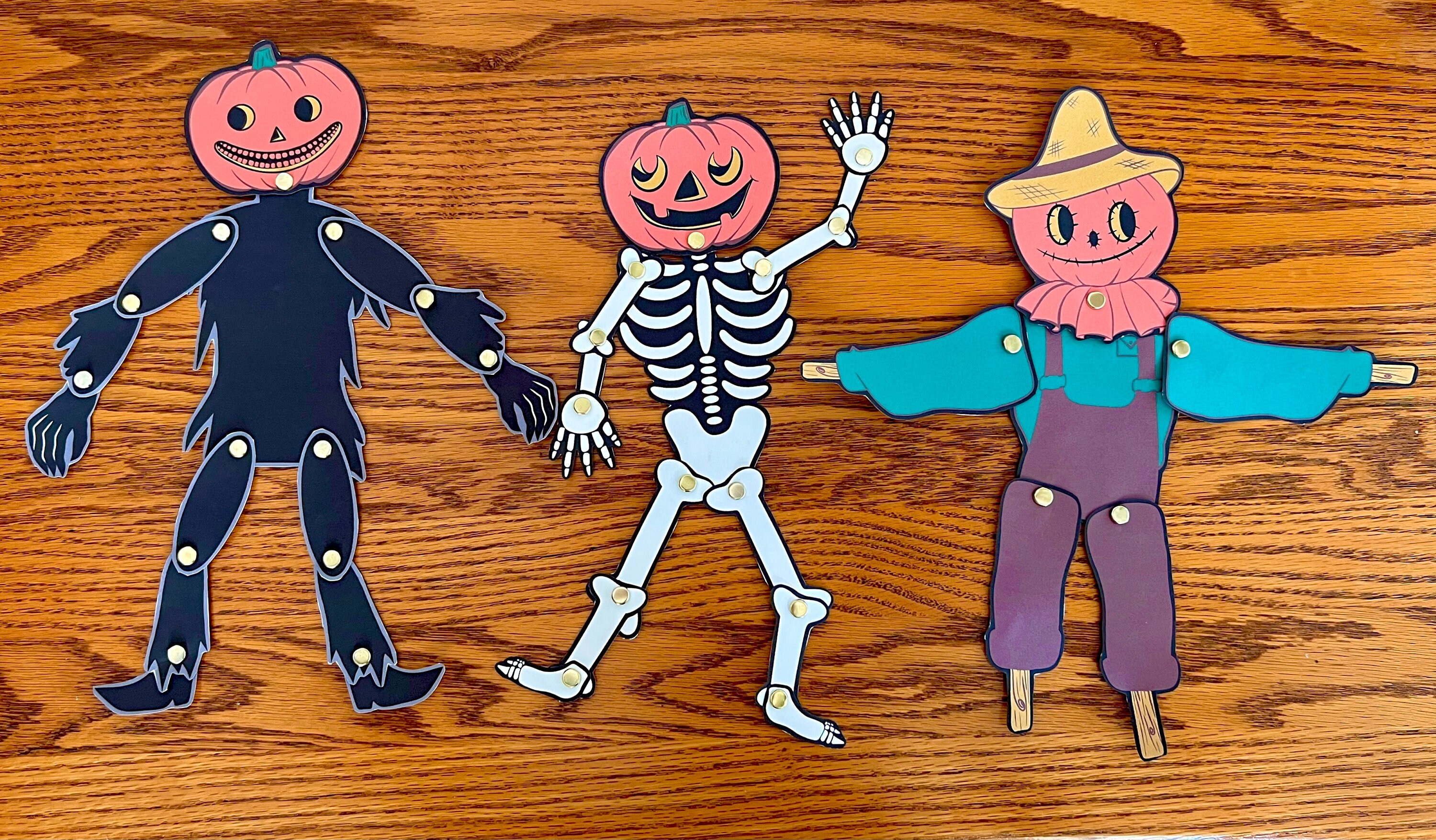 Set of 3 Printable Articulated HALLOWEEN PAPER DOLLS Instant Diy Kit ...