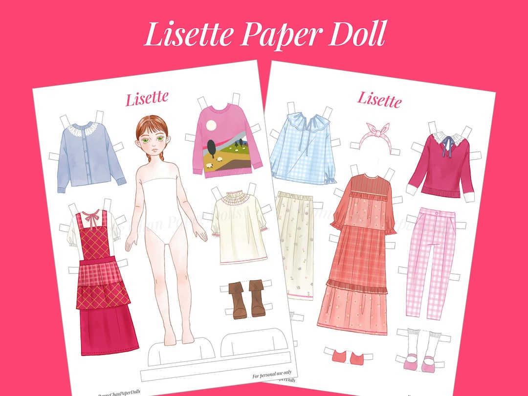 Paper Doll Printable PDF Lisette / Kids Toys / Craft Kit / Instant Download / Kid Craft / Paper ...