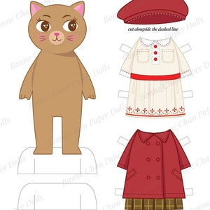 Animal Cat Paper Doll Printable PDF / Craft Kit / Instant Download ...