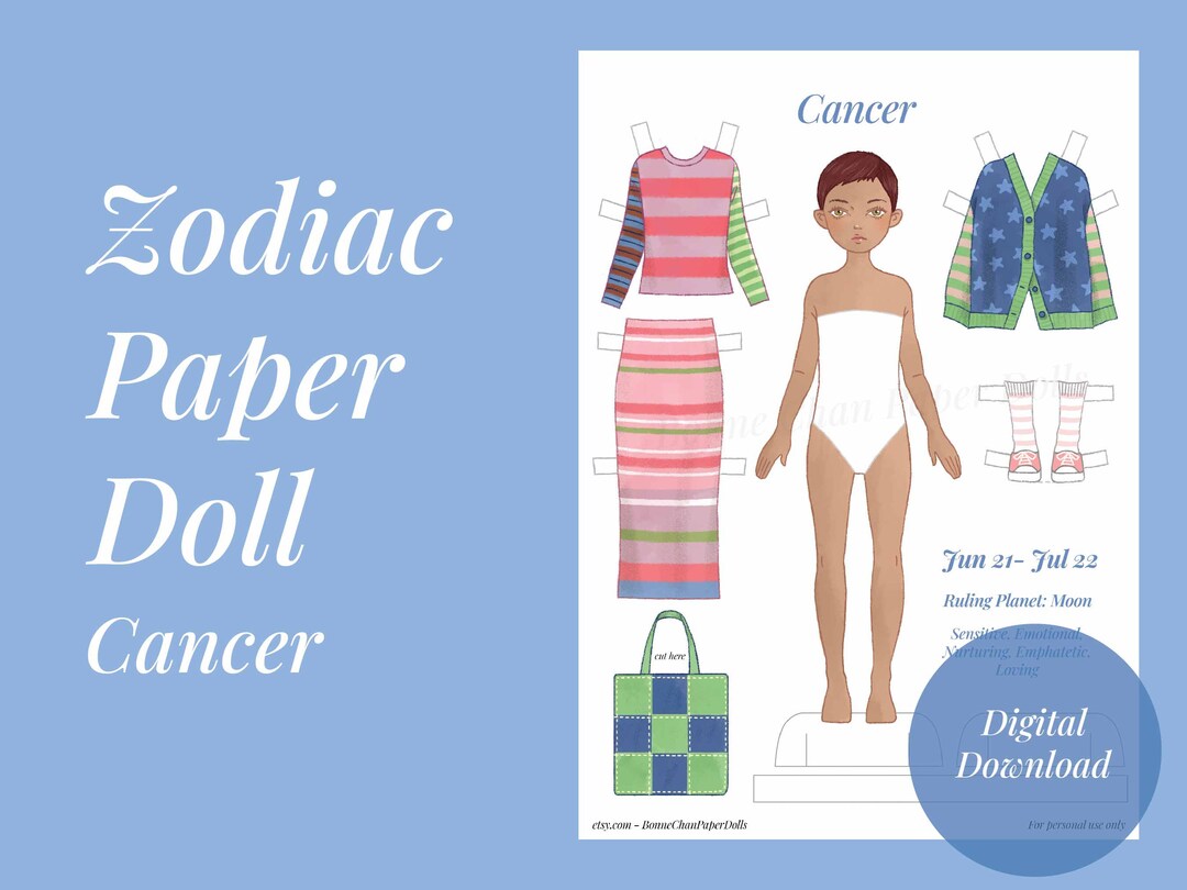 Cancer Zodiac Paper Doll Craft Kit / Instant Download / Kid Craft ...