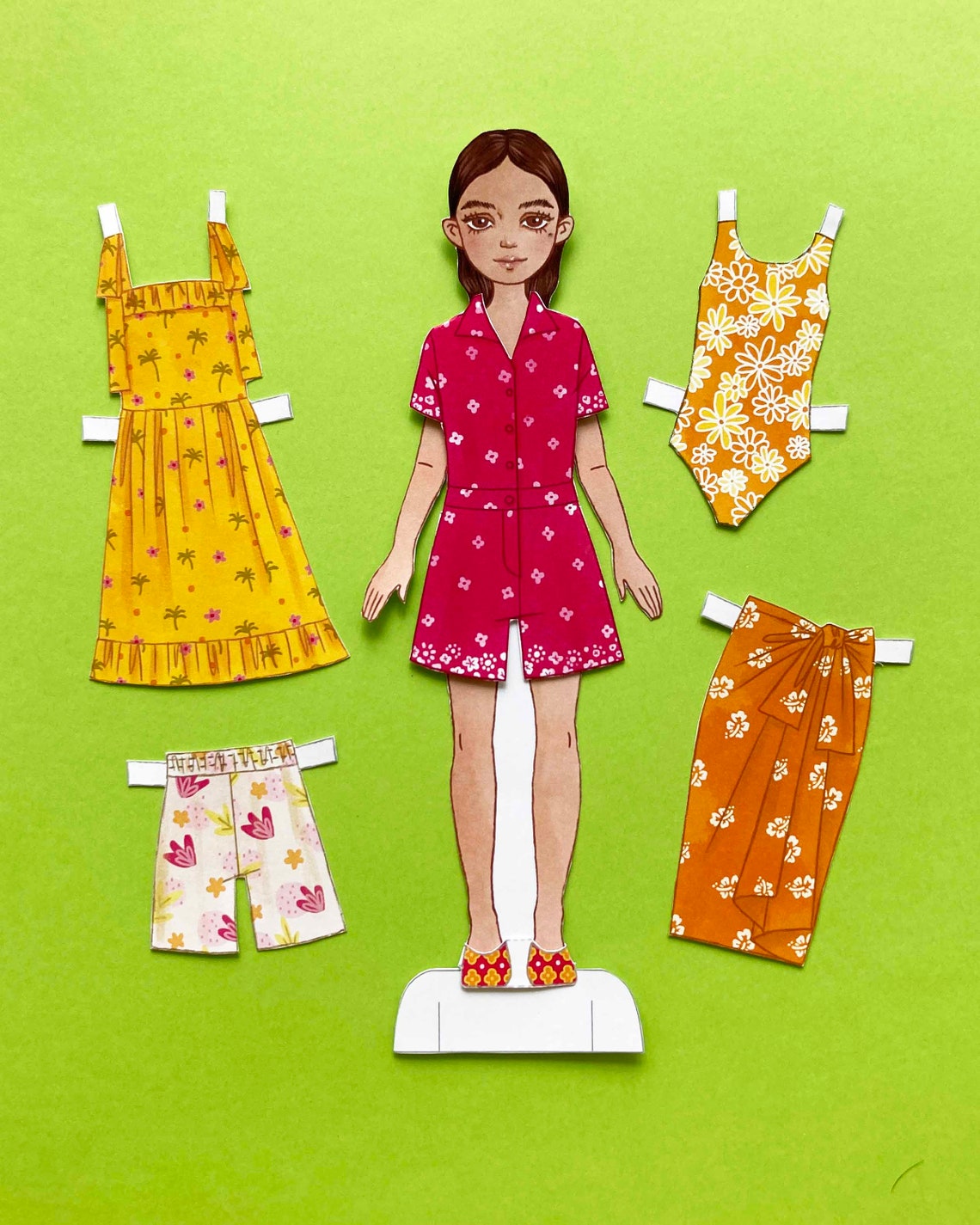 Paper Doll Printable Girl Tropical Summer Print PDF / Craft Kit ...