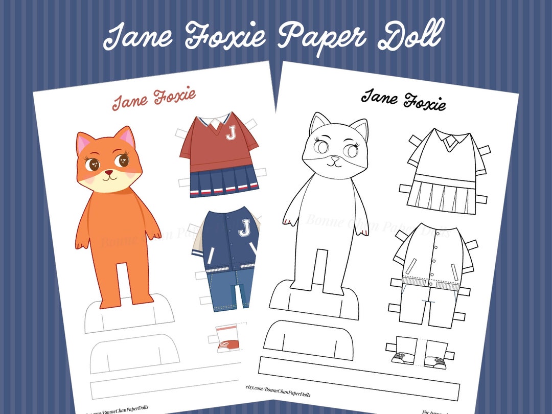 Animal Fox Paper Doll Printable PDF / Craft Kit / Instant Download ...