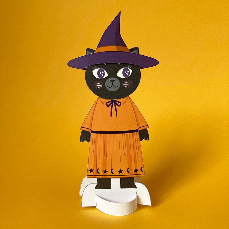 Animal Black Cat Halloween Paper Doll Printable PDF / Craft Kit ...