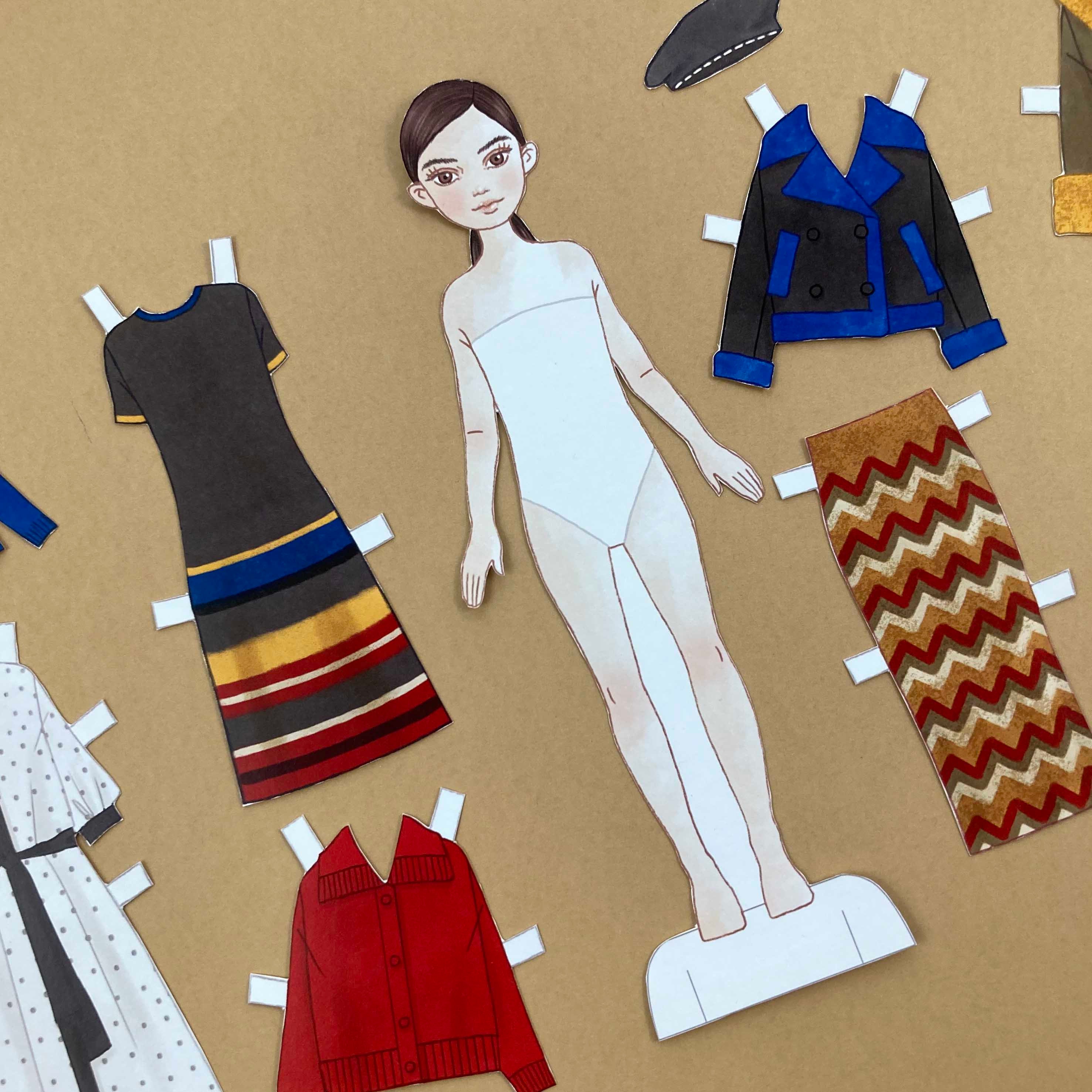 Paper Doll Printable Girl Modern Art Fall City Style PDF / Craft Kit ...