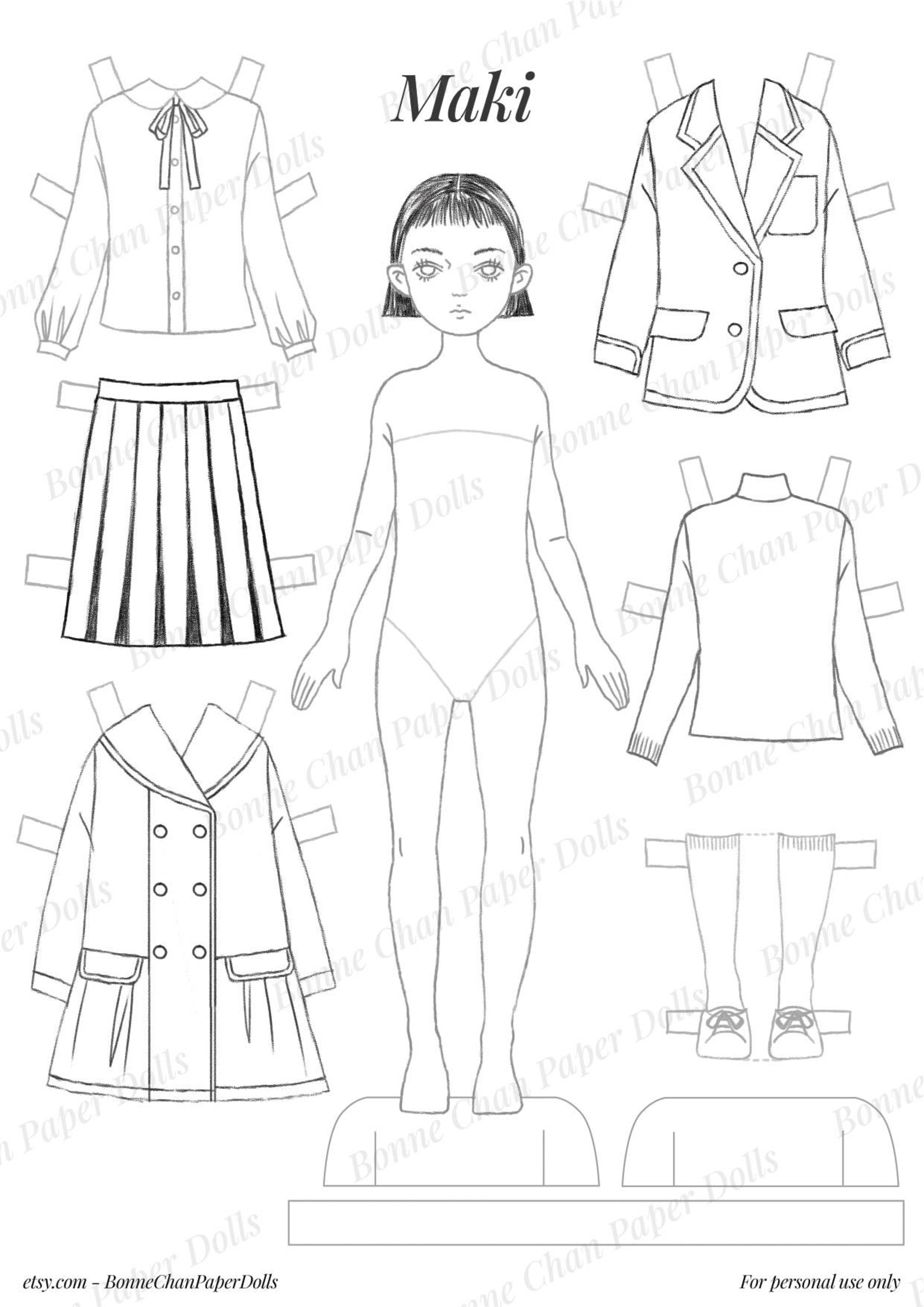 Paper Doll Printable PDF Maki / Kids Toys / Craft Kit / - Etsy Singapore
