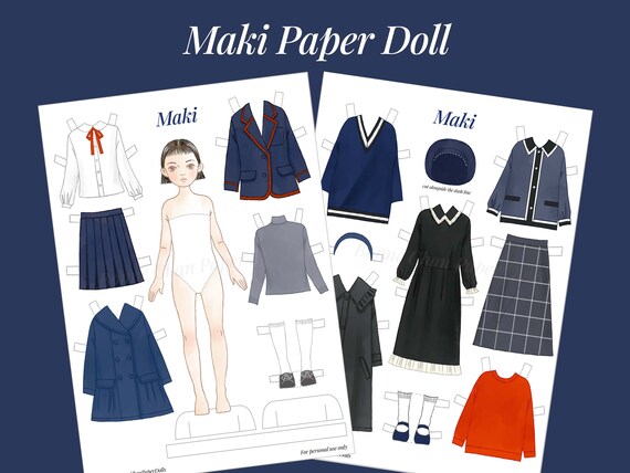 Paper Doll Printable PDF Maki / Kids Toys / Craft Kit / - Etsy Singapore