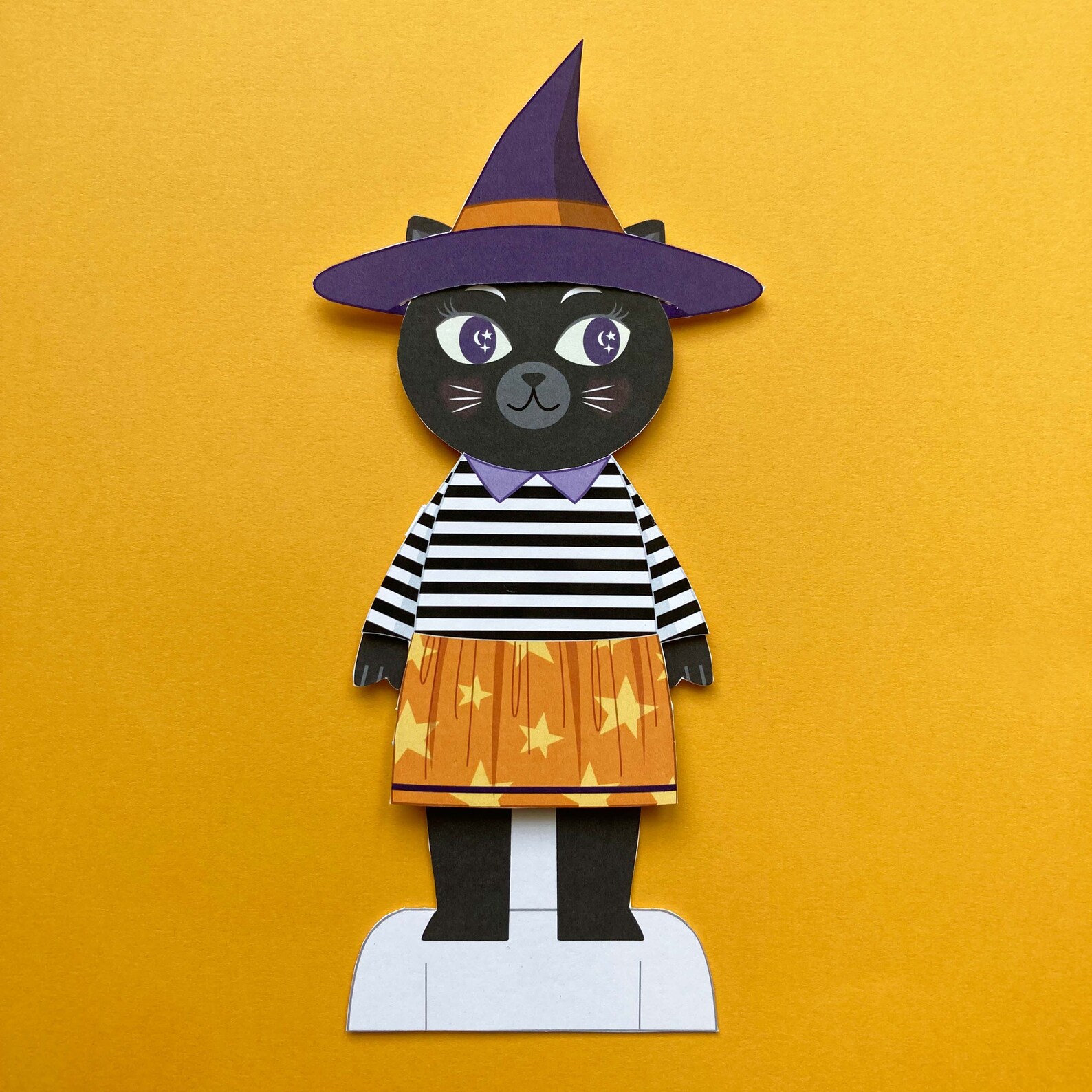 Animal Black Cat Halloween Paper Doll Printable PDF / Craft Kit ...