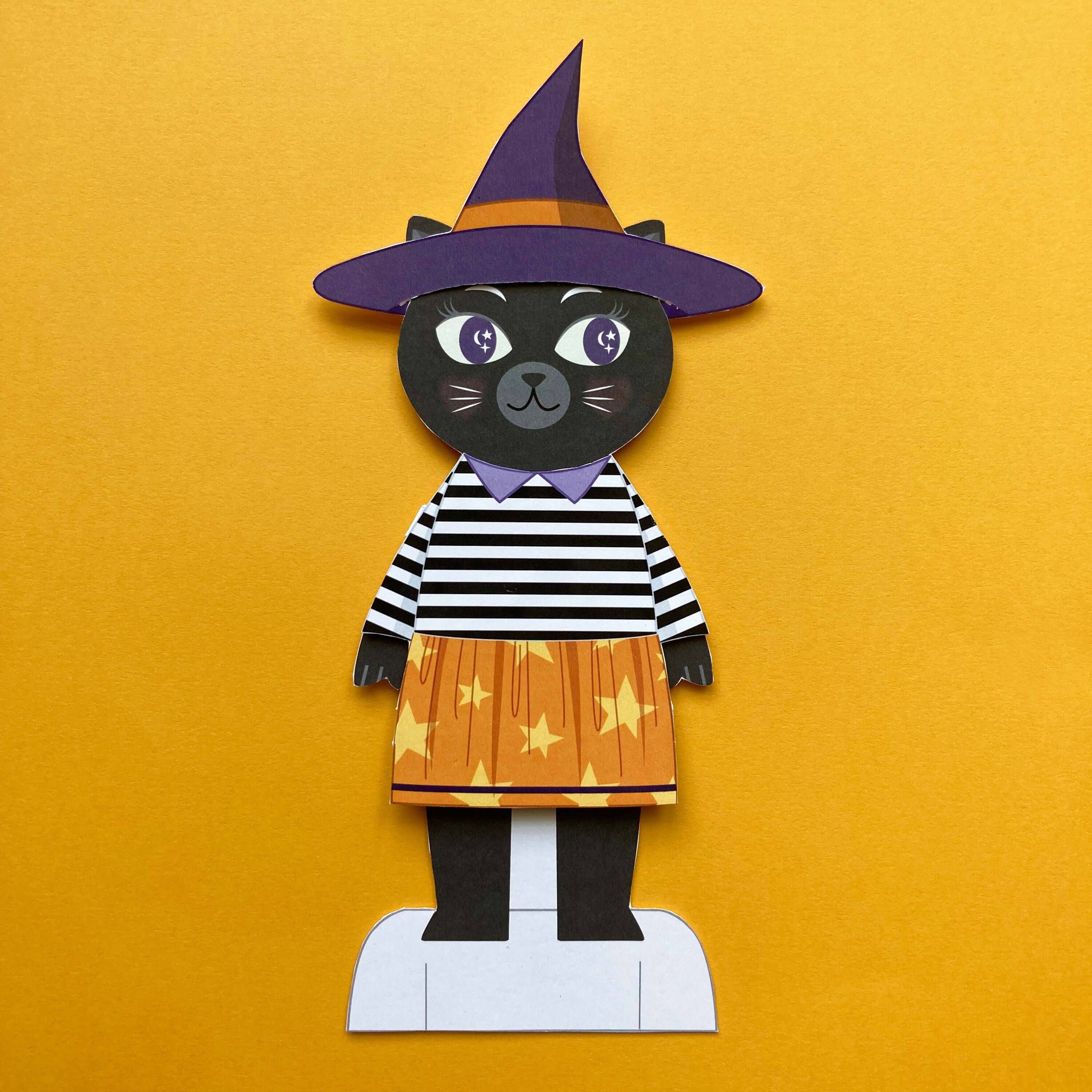 Animal Black Cat Halloween Paper Doll Printable PDF / Craft Kit ...