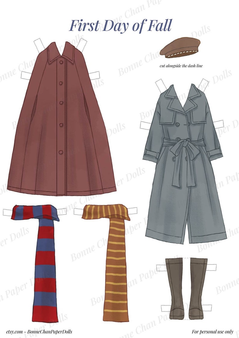 Paper Doll Printable PDF Clothes First Day of Fall / Kids Toys - Etsy
