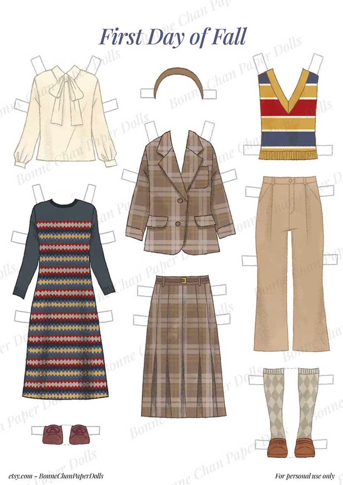 Fall Fashion Paper Doll Clothes Printable (PDF Download) - Etsy