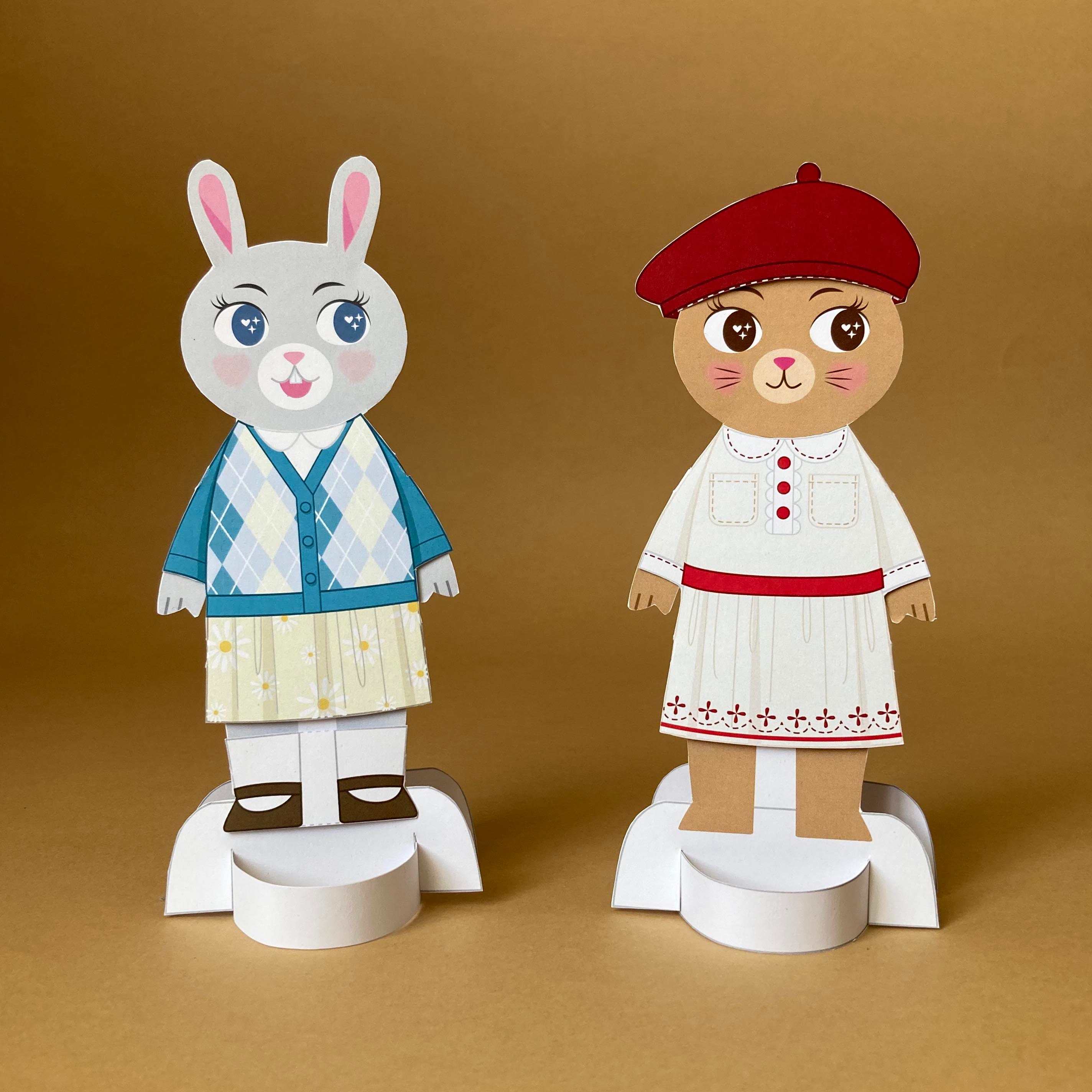 Animal Rabbit Bunny Paper Doll Printable PDF / Craft Kit / Instant ...