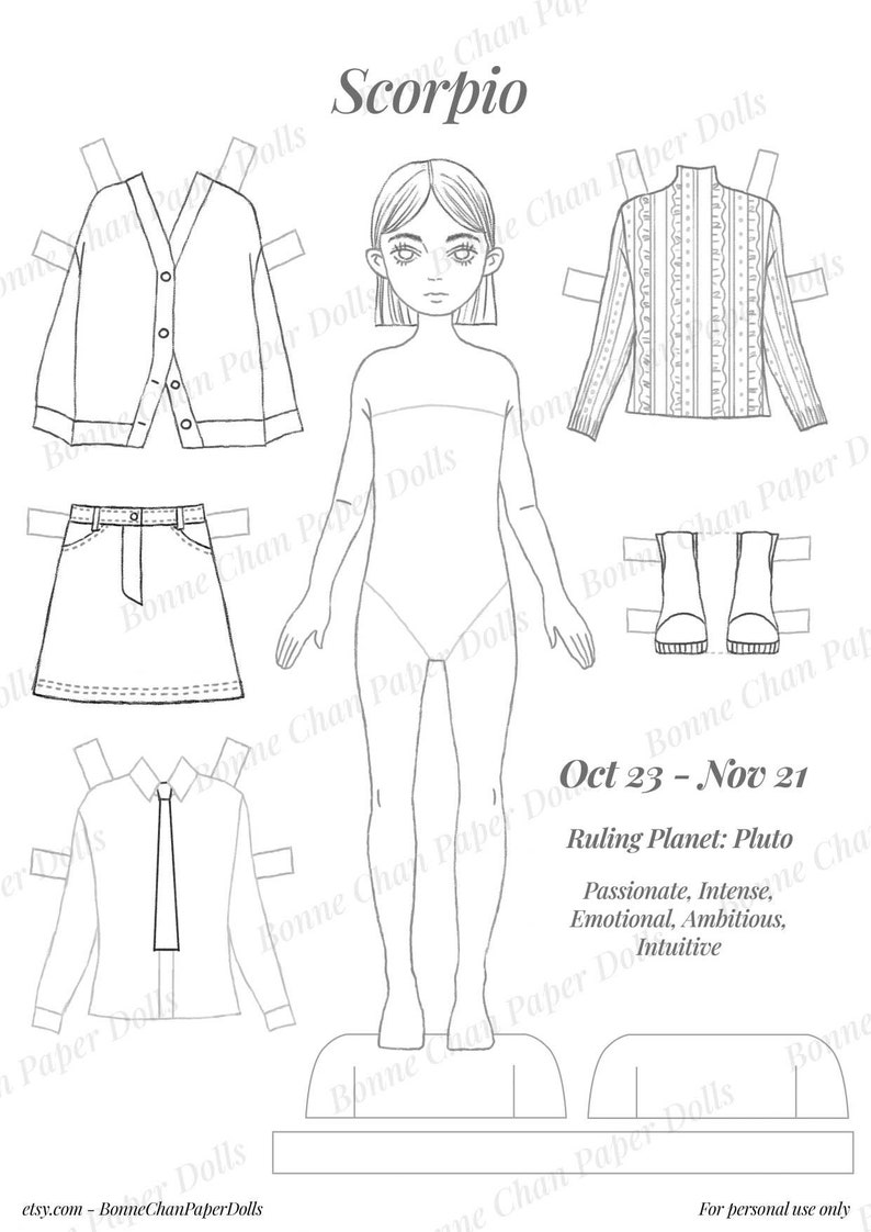 Scorpio Zodiac Paper Doll Craft Kit / Instant Download / Kid - Etsy