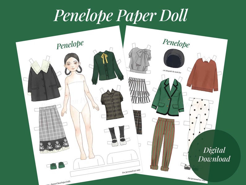 Penelope Paper Doll Printable, School Girl Fashion (PDF Download) - Etsy