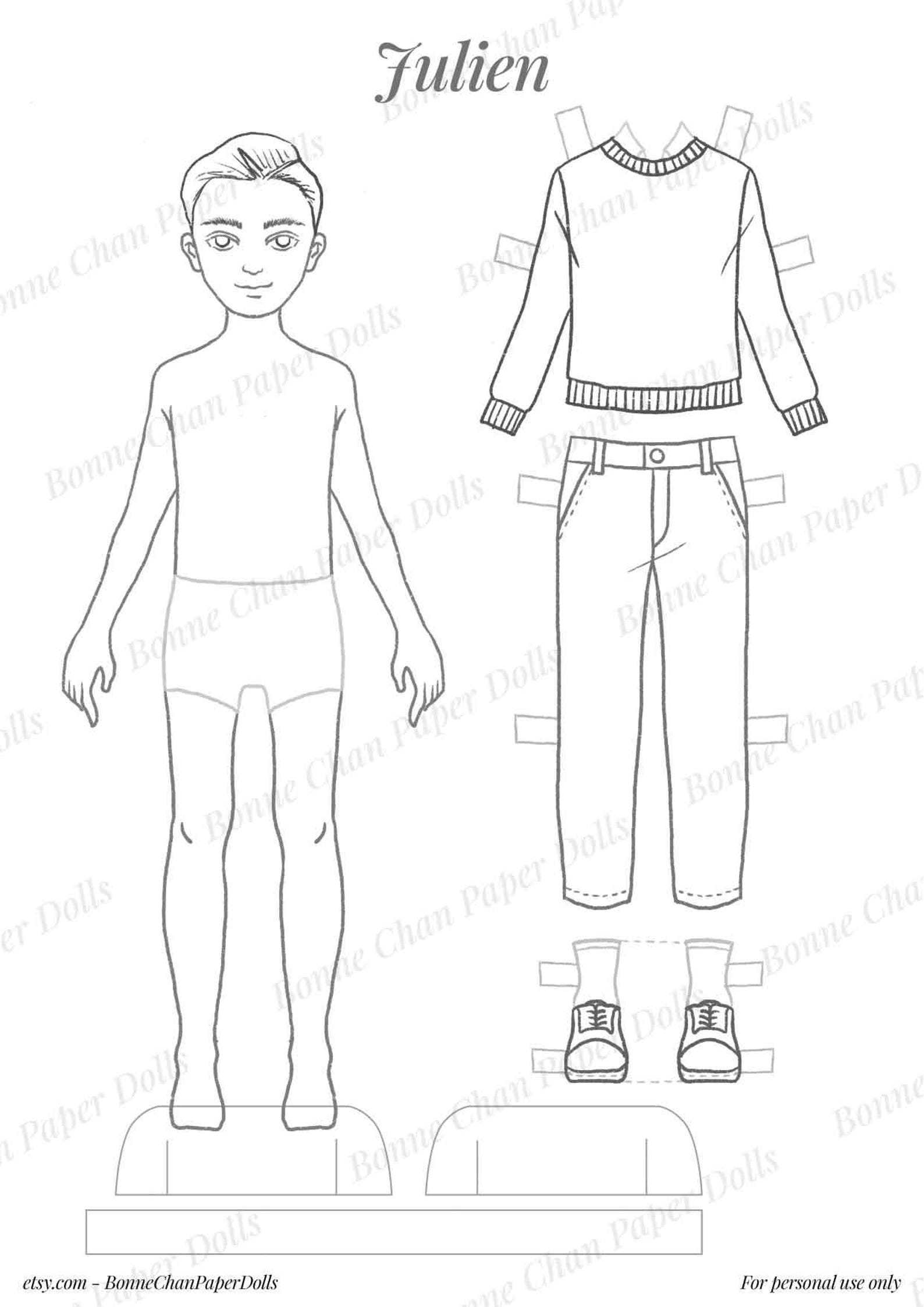 Paper Doll Printable Boys Male Preppy Style PDF / Craft Kit / Instant ...