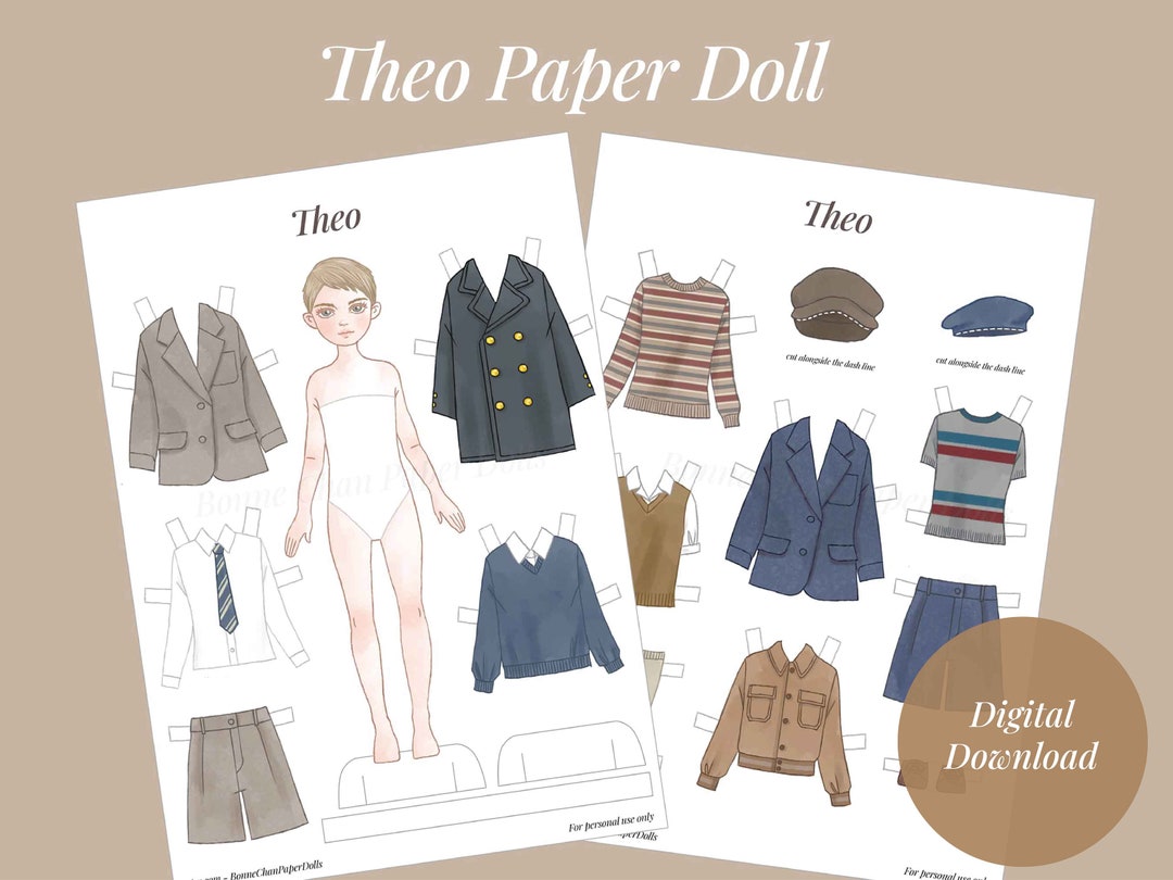 Paper Doll Printable Girl School Boy Style Tomboy PDF / Craft - Etsy ...