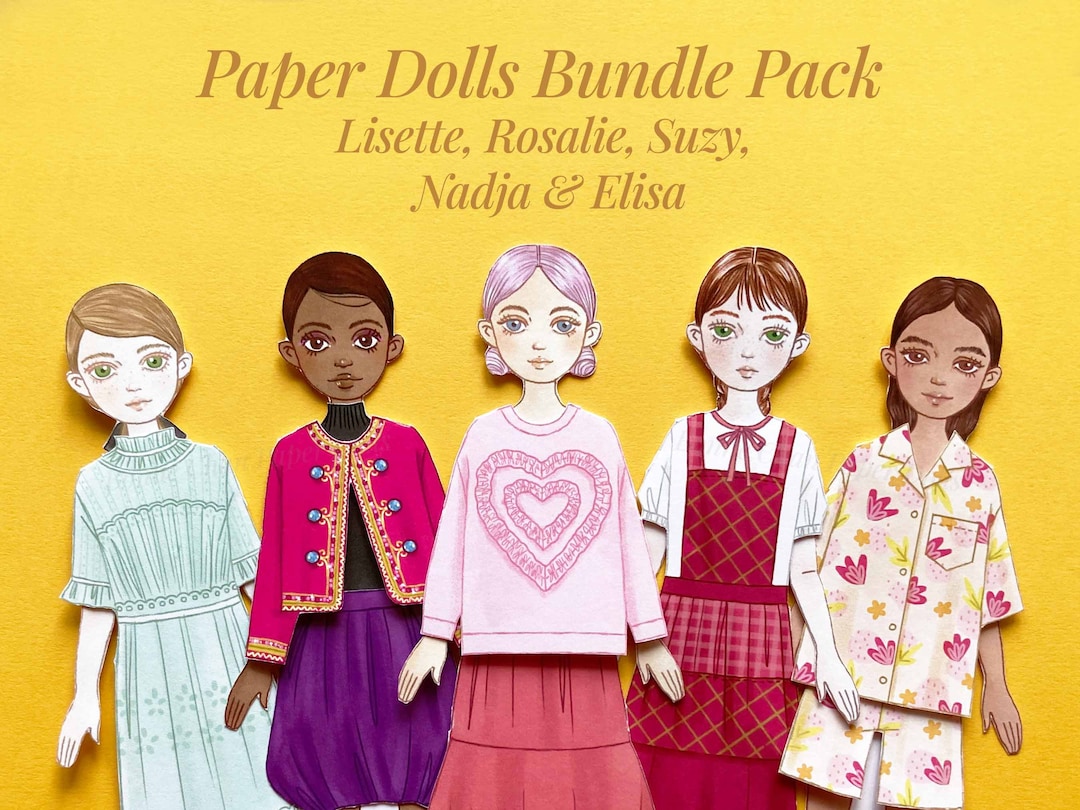 Paper Doll PDF 5 Set Bundling Pack / Paper Doll Printable / Instant ...